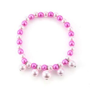 hanreshe charm bracelet new ladybug bracelet gift pink rose red imitation pearl bracelet cosplay girls ladybug party kids jewelry elastic adjustable bracelet costume decoration for kids