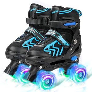 szhzs adjustable toddler kids roller skates with light up wheels for boys girls beginners for indoor outdoor sports - m size