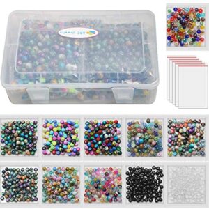 Glass Beads for Jewelry Making,1100Pcs 83 Different Round Beads Include Crystals & Gemstone Beads, Crackle & Patterns Beads, Spacer Beads for DIY Bracelet Earring Necklace (8mm)