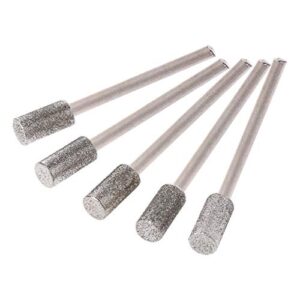 ABST21931 Abrasive 5Pcs Diamond Coated Cylindrical Burr 4mm Chainsaw Sharpener Stone File Chain Saw Sharpening Carving Grinding Tools M89B