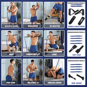 INNOCEDAR Home Gym Bar Kit with Resistance Bands,Full Body Workout,60-180LBS Adjustable Pilates Bar,Safe Exercise Weight Set,Home Exercise Equipment for Men&Women- Build Muscle&Training Fitness