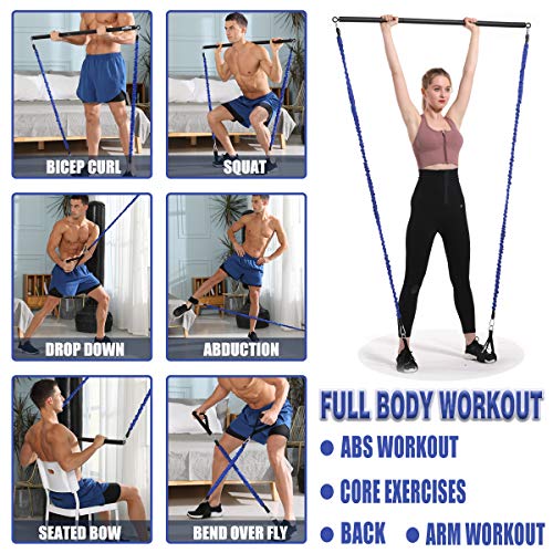 INNOCEDAR Home Gym Bar Kit with Resistance Bands,Full Body Workout,60-180LBS Adjustable Pilates Bar,Safe Exercise Weight Set,Home Exercise Equipment for Men&Women- Build Muscle&Training Fitness