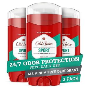 old spice aluminum free deodorant for men, high endurance sport, 24/7 odor protection, 3 oz each, (pack of 3)