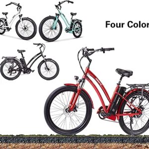 Soumye 48V500W13Ah 26" Step-Thru Beach Cruiser Electric Bicycle City E-Bike Mountain Bike (Step-Thru Green)…