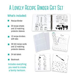 OUTSHINE Recipe Book Binder Set|Farmhouse Recipe Binder 8.5x11 3 Ring Kit with Cards and Dividers|Make Your Own Recipe Book Binder| Blank Recipe Book Organizer|Recipe Book To Write In Your Own Recipes