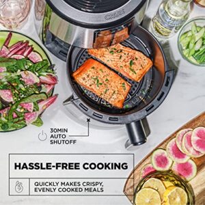 Crux 3QT Digital Air Fryer, Faster Pre-Heat, No-Oil Frying, Fast Healthy Evenly Cooked Meal Every Time, Dishwasher Safe Non Stick Pan and Crisping Tray for Easy Clean Up, Stainless Steel