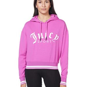 Juicy Couture Women's Cropped Logo Pullover Hoodie, Wild Fuchsia, Large