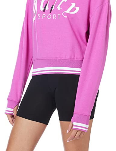 Juicy Couture Women's Cropped Logo Pullover Hoodie, Wild Fuchsia, Large