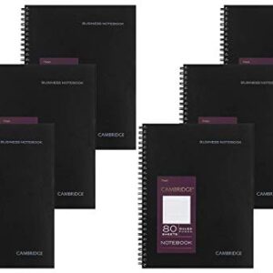 Cambridge Limited Notebook, 6 Pack Black Notebook, Legal Ruled, Professional Business Notebook, 80 Sheets, Spiral Wirebound Office Journal & Notebook For Quicknotes, Meeting for Women & Men, CAM10-402