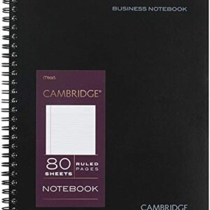 Cambridge Limited Notebook, 6 Pack Black Notebook, Legal Ruled, Professional Business Notebook, 80 Sheets, Spiral Wirebound Office Journal & Notebook For Quicknotes, Meeting for Women & Men, CAM10-402