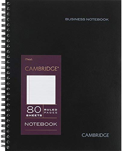 Cambridge Limited Notebook, 6 Pack Black Notebook, Legal Ruled, Professional Business Notebook, 80 Sheets, Spiral Wirebound Office Journal & Notebook For Quicknotes, Meeting for Women & Men, CAM10-402