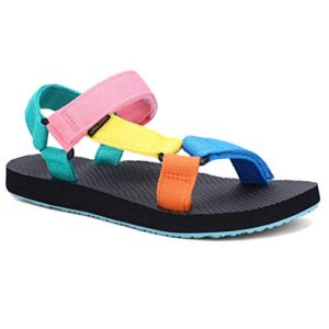 aleader comfortable summer sandals for women, original sport sandals for water, beach, walking shoes, rainbow, 11 us