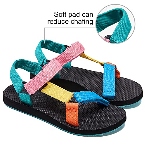 ALEADER Comfortable Summer Sandals for Women, Original Sport Sandals for Water, Beach, Walking Shoes, Rainbow, 11 US