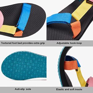 ALEADER Comfortable Summer Sandals for Women, Original Sport Sandals for Water, Beach, Walking Shoes, Rainbow, 11 US