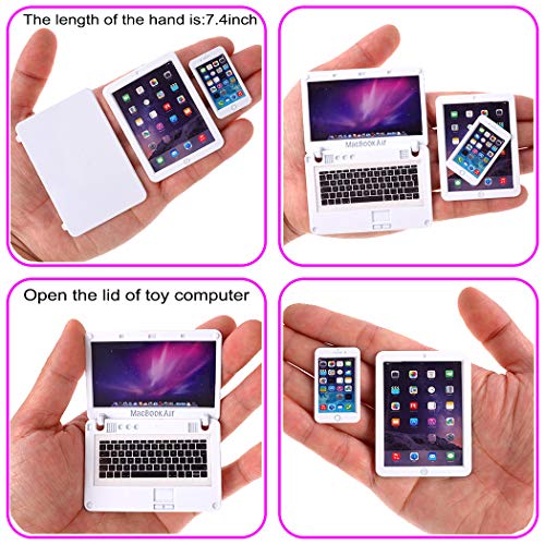 ebuddy 3 PCS Dollhouse Mini Metal Laptop Tablet Cell Phone for 1/6 1/12 Miniatures Play Set