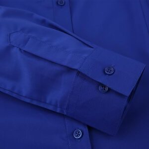 Womens Button Down Shirts Long Sleeve Regular Fit Basic Simple Stretch Work Blouse Royal Blue XXL