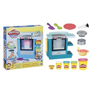 play-doh kitchen creations rising cake oven kitchen playset, play kitchen appliances, preschool toys, kitchen toys for 3 year old girls and boys and up