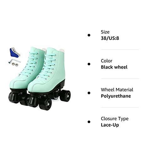 Roller Skates for Women, Outdoor High Top Leather Street Women Skates, Adjustable Indoor Double Row Skates for Beginner Adults Men Girls Unisex with Carry Bag (Black Wheel,37/US:7)