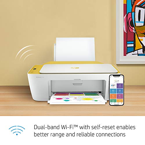 HP DeskJet 2732 Wireless All-in-One Compact Color Inkjet Printer - Instant Ink Ready, Marigold 5AR85A (Renewed)