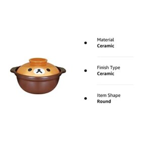 Korean Premium Cartoon Pattern Ceramic Brown Casserole Clay Pot with Lid,For Cooking Hot Pot Dolsot Bibimbap and Soup (9in,64oz)