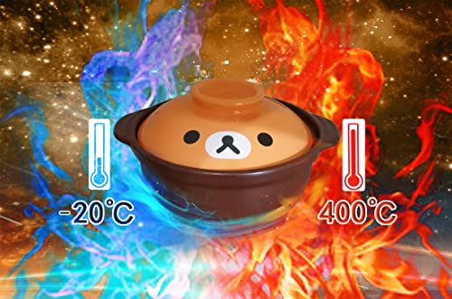 Korean Premium Cartoon Pattern Ceramic Brown Casserole Clay Pot with Lid,For Cooking Hot Pot Dolsot Bibimbap and Soup (9in,64oz)