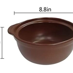 Korean Premium Cartoon Pattern Ceramic Brown Casserole Clay Pot with Lid,For Cooking Hot Pot Dolsot Bibimbap and Soup (9in,64oz)