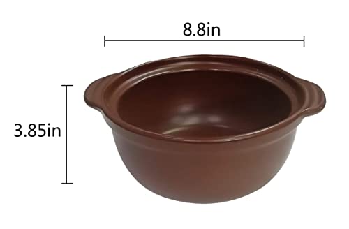 Korean Premium Cartoon Pattern Ceramic Brown Casserole Clay Pot with Lid,For Cooking Hot Pot Dolsot Bibimbap and Soup (9in,64oz)