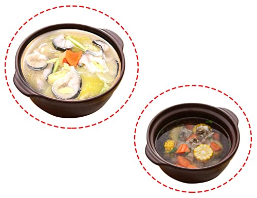 Korean Premium Cartoon Pattern Ceramic Brown Casserole Clay Pot with Lid,For Cooking Hot Pot Dolsot Bibimbap and Soup (9in,64oz)