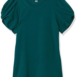 Amazon Essentials Women's Classic-Fit Twist Sleeve Crewneck T-Shirt, Forest Green, X-Large