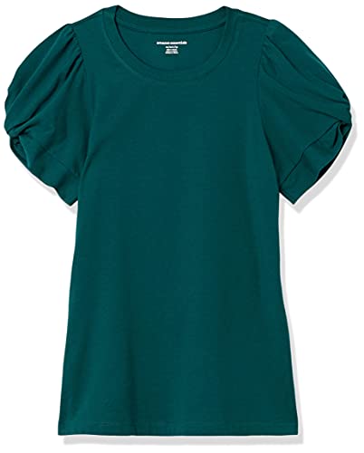 Amazon Essentials Women's Classic-Fit Twist Sleeve Crewneck T-Shirt, Forest Green, X-Large