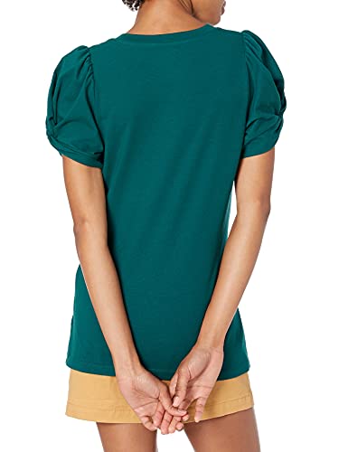 Amazon Essentials Women's Classic-Fit Twist Sleeve Crewneck T-Shirt, Forest Green, X-Large