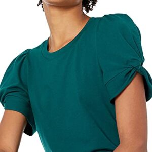 Amazon Essentials Women's Classic-Fit Twist Sleeve Crewneck T-Shirt, Forest Green, X-Large