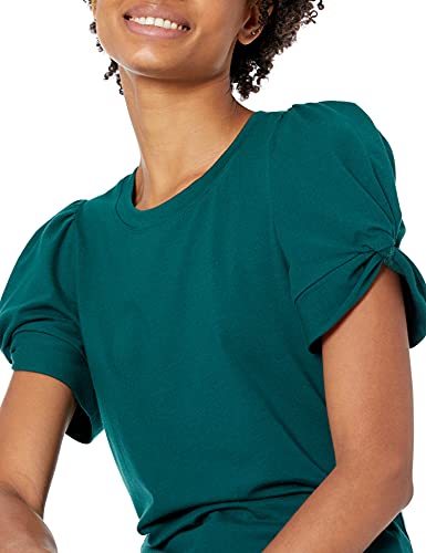 Amazon Essentials Women's Classic-Fit Twist Sleeve Crewneck T-Shirt, Forest Green, X-Large