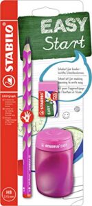 stabilo easygraph school set right handed pink easygraph pencil + easysharpener + easyeraser