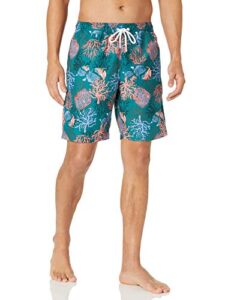 amazon essentials men's 9" quick-dry swim trunk, coral orange, large