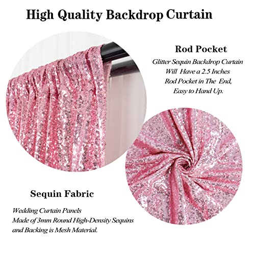 Sequin Backdrop 2FTx7FT Pink Gold Glitter Sequin Backdrop Curtain Fuchsia Pink Sequence Backdrop Photography Backdrop for Wedding Birthday Baby Shower Shimmer Wall Background(2FTx7FT, Pink Gold)