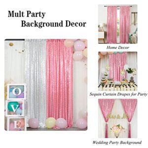 Sequin Backdrop 2FTx7FT Pink Gold Glitter Sequin Backdrop Curtain Fuchsia Pink Sequence Backdrop Photography Backdrop for Wedding Birthday Baby Shower Shimmer Wall Background(2FTx7FT, Pink Gold)