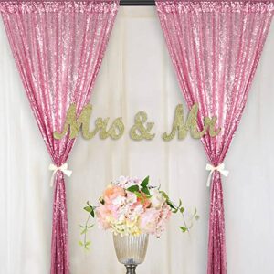 Sequin Backdrop 2FTx7FT Pink Gold Glitter Sequin Backdrop Curtain Fuchsia Pink Sequence Backdrop Photography Backdrop for Wedding Birthday Baby Shower Shimmer Wall Background(2FTx7FT, Pink Gold)