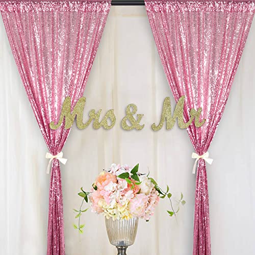 Sequin Backdrop 2FTx7FT Pink Gold Glitter Sequin Backdrop Curtain Fuchsia Pink Sequence Backdrop Photography Backdrop for Wedding Birthday Baby Shower Shimmer Wall Background(2FTx7FT, Pink Gold)