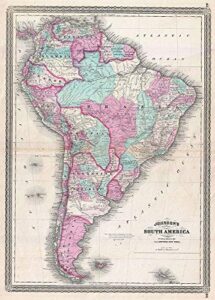 posterazzi pdxfas2060small 1870 map_of_south_america johnson poster print, 18 x 24, multicolor