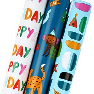 MAYPLUSS Birthday Wrapping Paper Roll - Mini Roll - 17 inch X 120 inch Per roll - Animal printed printed Design (42.3 sq.ft.ttl)