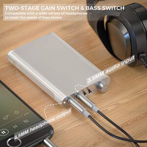 Fosi Audio N2 Headset Portable Amp Gain & Bass Switch Hi-Fi 3.5MM Earphone Headset Powered Dual-Output with Lithium Battery for iPhone, iPad, iPod, MP3 and Computers Speakers