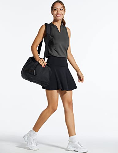 BALEAF Women's Sleeveless Golf Tennis Shirts Lightweight Quick Dry V-Neck Tank Tops Polo Black M