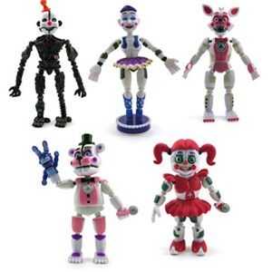 Toysvill Inspired by FNAF Sister Location Action Figures Toys (Set of 5 pcs), More Than 5 inches [Funtime Freddy Bear, Circus Baby, Ennard, Ballora, Funtime Foxy], Fun Action Simulator