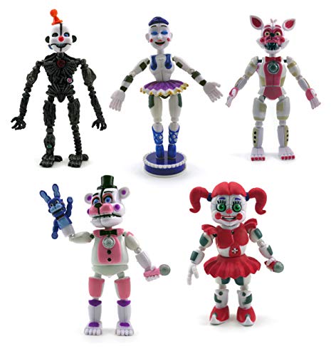 Toysvill Inspired by FNAF Sister Location Action Figures Toys (Set of 5 pcs), More Than 5 inches [Funtime Freddy Bear, Circus Baby, Ennard, Ballora, Funtime Foxy], Fun Action Simulator