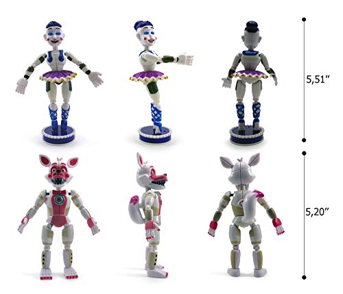 Toysvill Inspired by FNAF Sister Location Action Figures Toys (Set of 5 pcs), More Than 5 inches [Funtime Freddy Bear, Circus Baby, Ennard, Ballora, Funtime Foxy], Fun Action Simulator