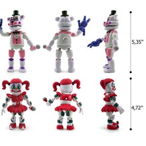 Toysvill Inspired by FNAF Sister Location Action Figures Toys (Set of 5 pcs), More Than 5 inches [Funtime Freddy Bear, Circus Baby, Ennard, Ballora, Funtime Foxy], Fun Action Simulator