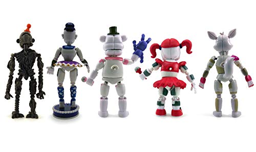 Toysvill Inspired by FNAF Sister Location Action Figures Toys (Set of 5 pcs), More Than 5 inches [Funtime Freddy Bear, Circus Baby, Ennard, Ballora, Funtime Foxy], Fun Action Simulator