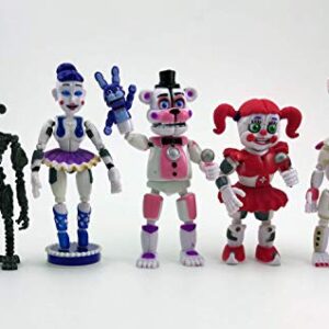 Toysvill Inspired by FNAF Sister Location Action Figures Toys (Set of 5 pcs), More Than 5 inches [Funtime Freddy Bear, Circus Baby, Ennard, Ballora, Funtime Foxy], Fun Action Simulator