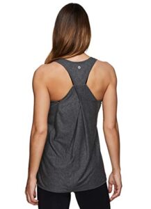 rbx active women's flowy yoga workout super soft twist back tank top tunic charcoal s21 m